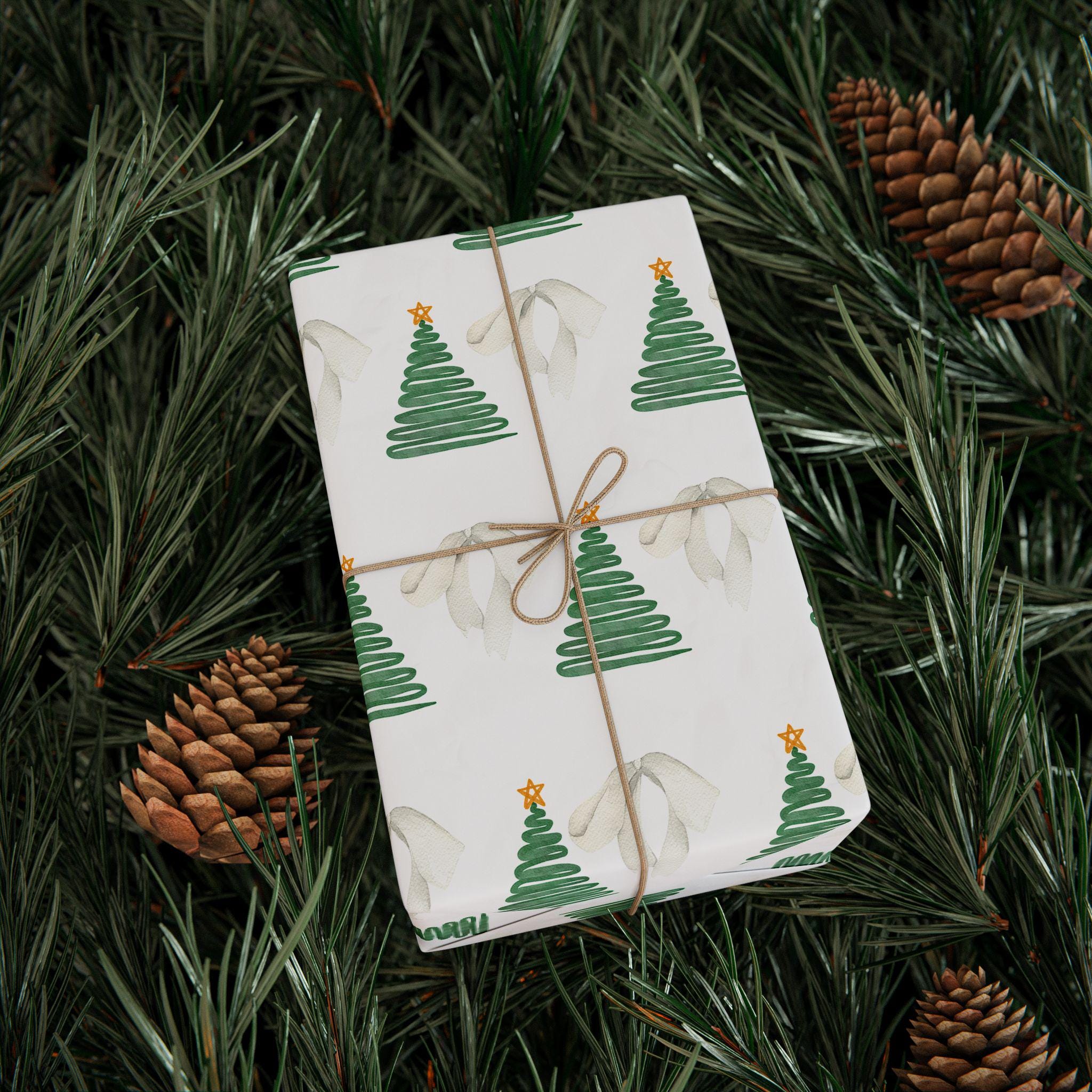 Christmas Wrapping Paper With Trees and Bows - Etsy