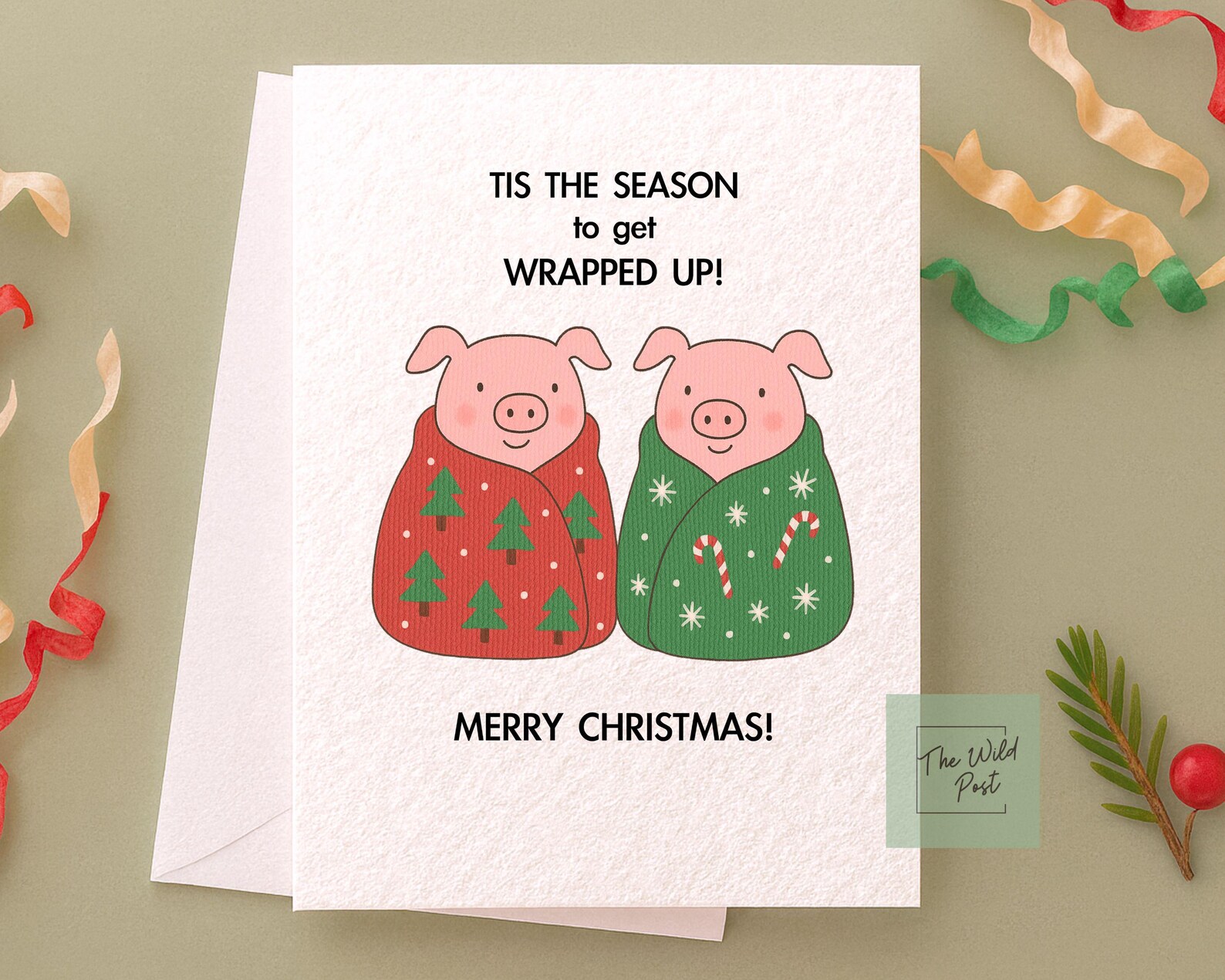 Tis the Season Pig Christmas Card: Funny Pigs in Blankets Christmas ...