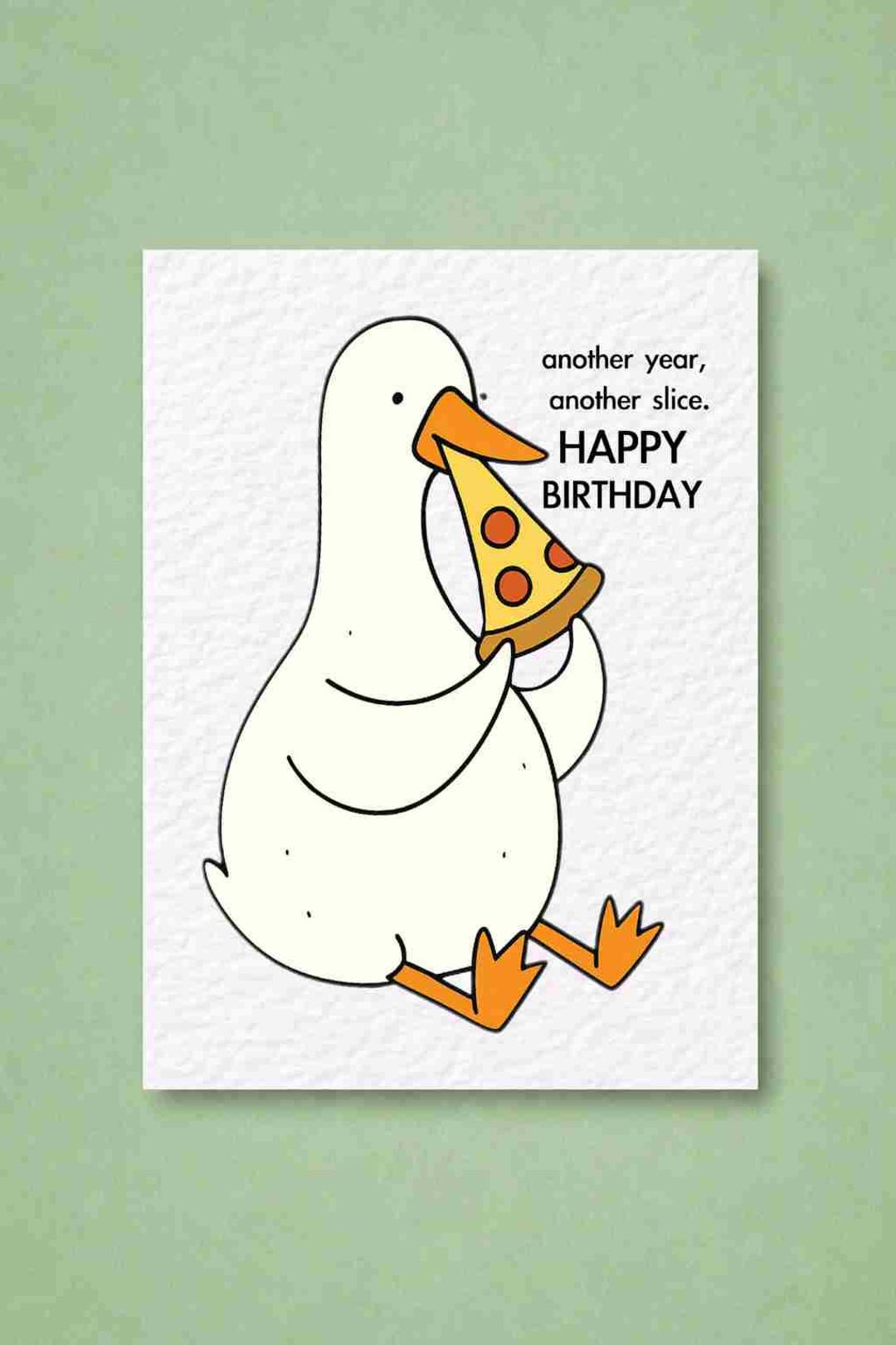Funny Silly Pizza Goose Birthday Card: Humorous Goose Greeting Card ...