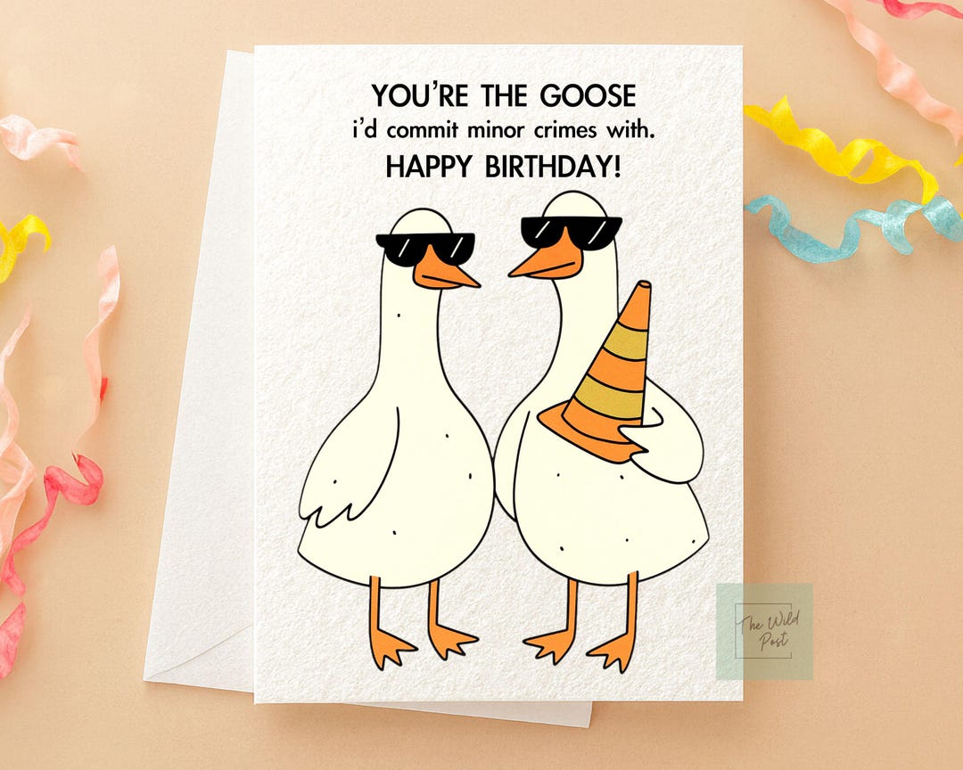 Funny Goose Birthday Card: Naughty Goose Duo, Geese Criminal Greeting ...