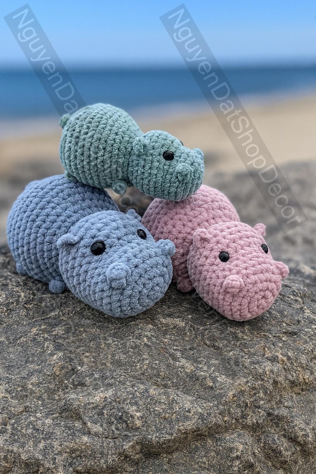 Amigurumi Happy Hippo Crochet Pattern PDF, No-sew Plush Toy, Easy DIY ...