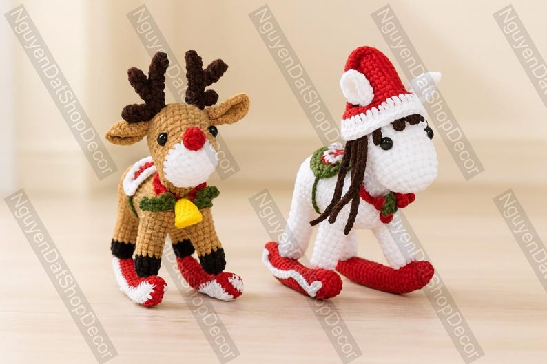 Rocking Horse & Reindeer Crochet Pattern Bundle PDF, Low-sew Christmas ...