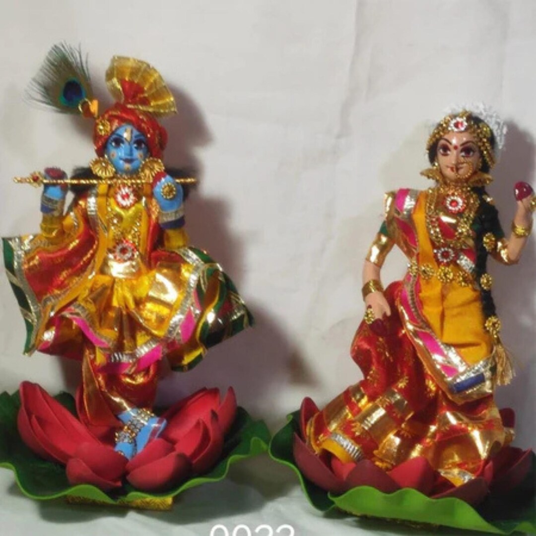 Handmade Paper Mache Radha Krishna Idol 64kala | Eco-friendly Murti for ...