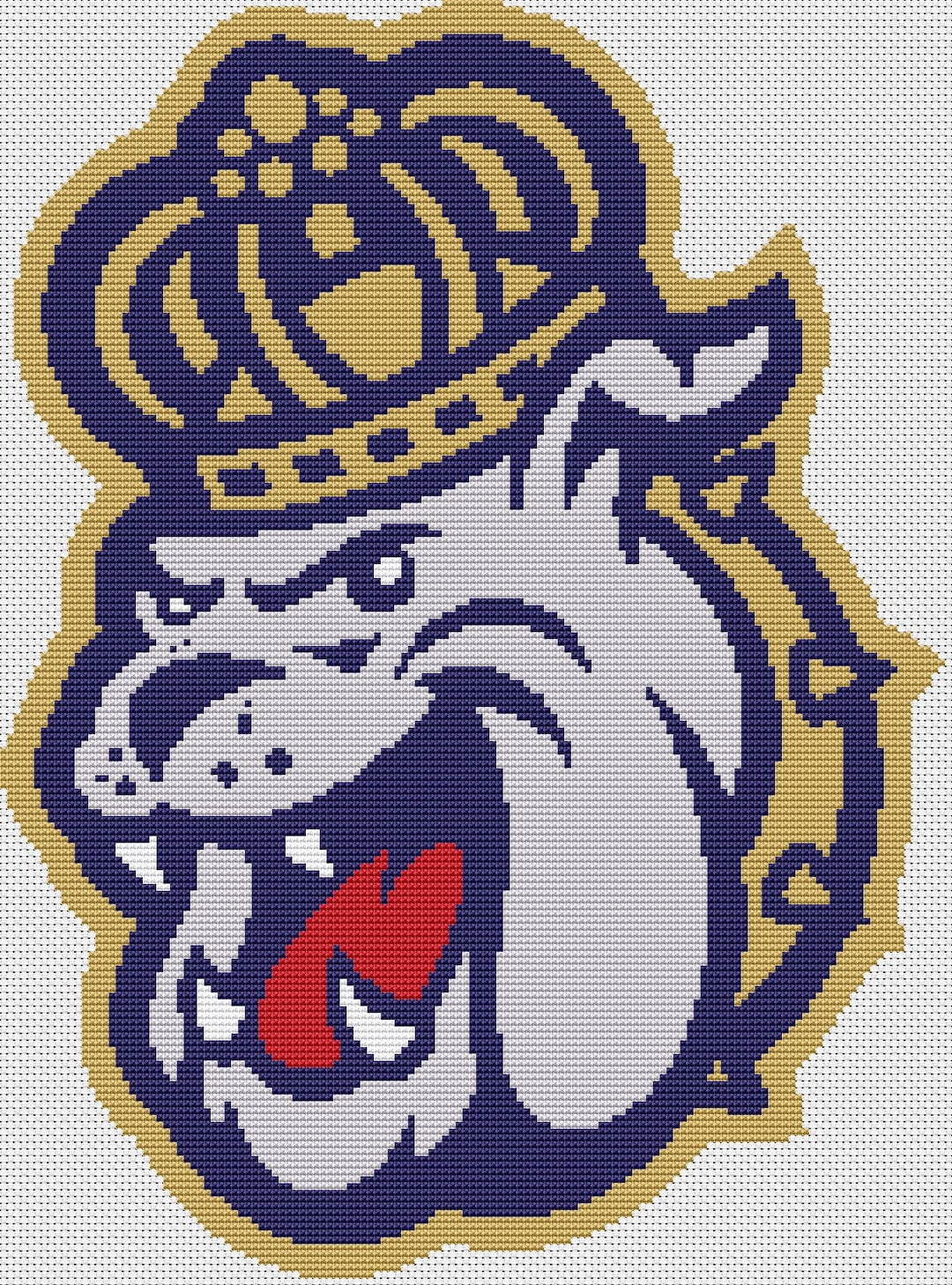 James Madison University Duke Bulldog Head OFFICIALLY LICENSED Counted ...