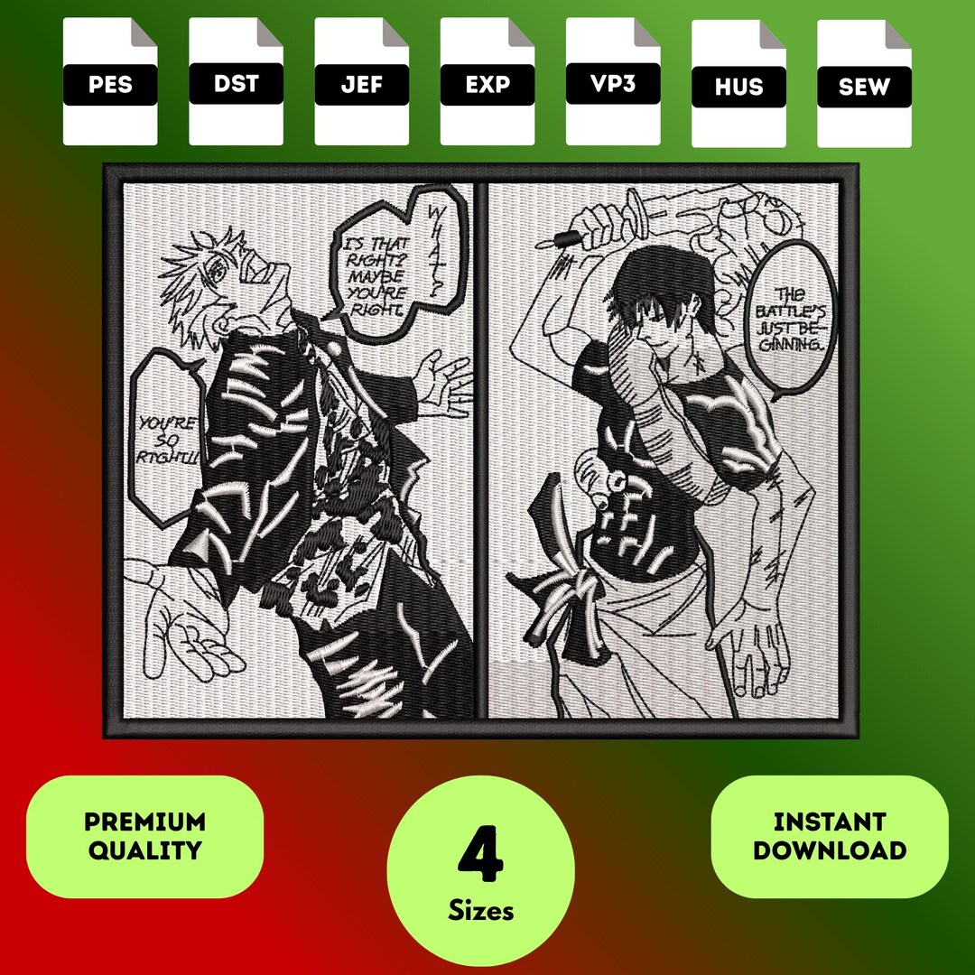 Gojo Vs Toji Embroidery Design – Jujutsu Kaisen Manga Panel Machine ...