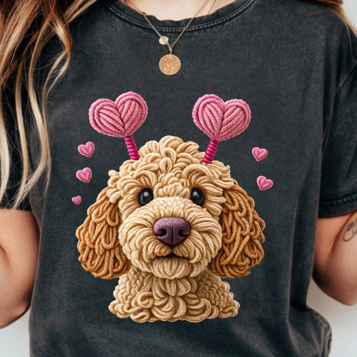 Dog Valentines Day Goldendoodle Ready to Press: Dog Heart Faux Yarn ...