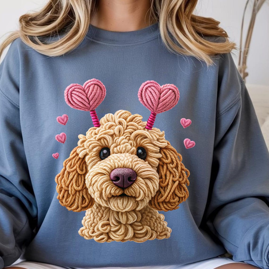 Dog Valentines Day Goldendoodle Ready to Press: Dog Heart Faux Yarn ...