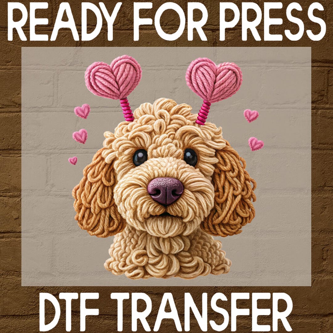 Dog Valentines Day Goldendoodle Ready to Press: Dog Heart Faux Yarn ...