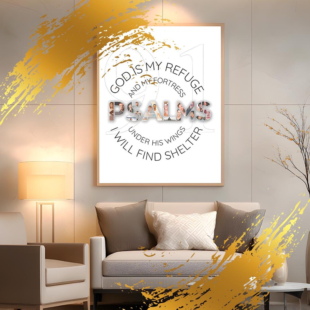 Personalized Psalm 91 Wall Art, Christian Printable Decor, Photo ...