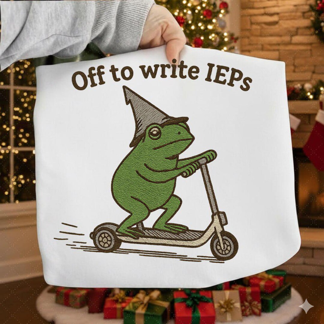 Frog Scooter Embroidery Pattern, Teacher IEP Gift, Special Education ...