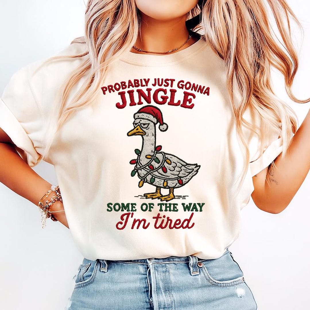 Funny Sarcastic Christmas Goose Embroidery Design, Tired Holiday Humor ...