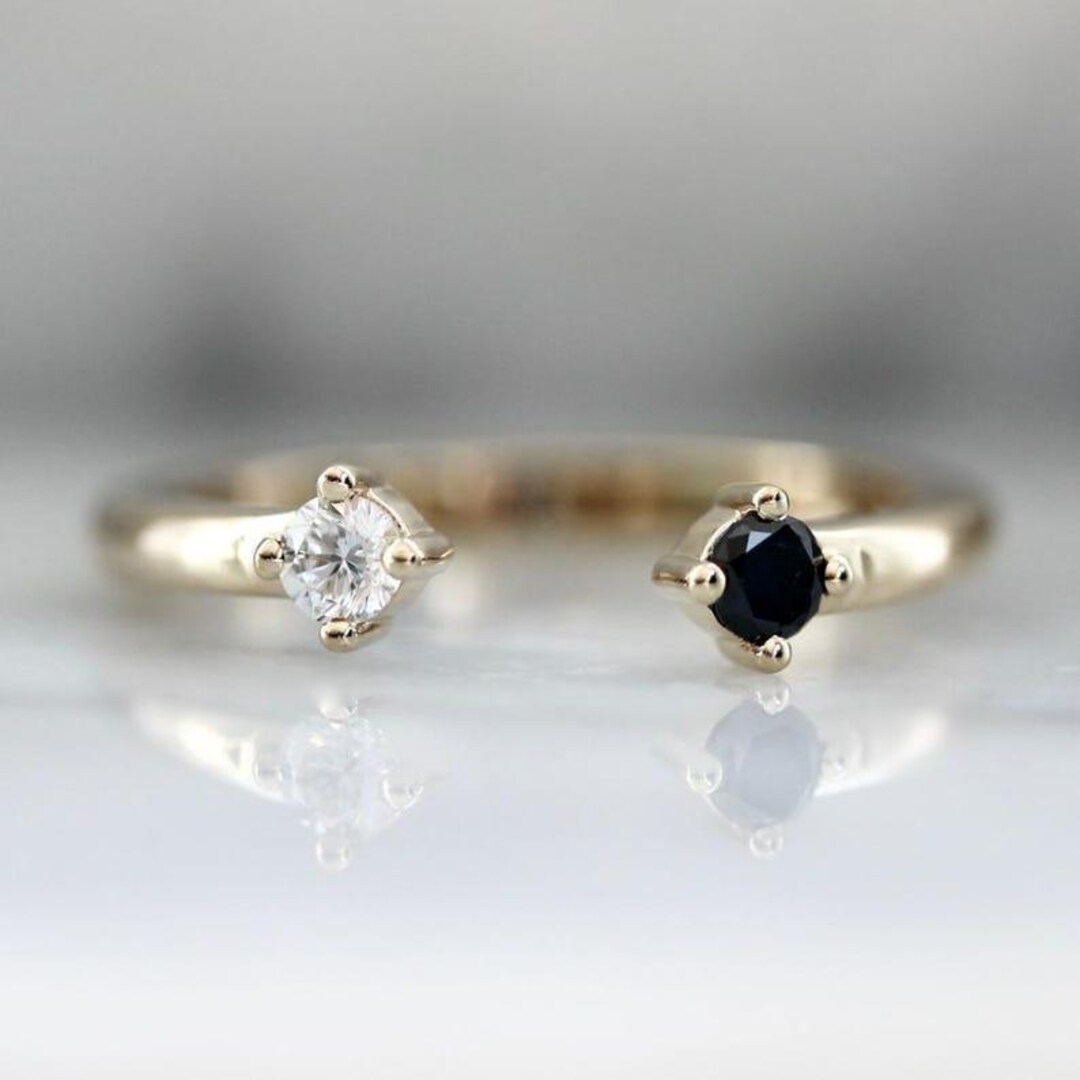 14K Dottie Open Cuff Diamond Band in 14K Solid Gold | Minimalist ...