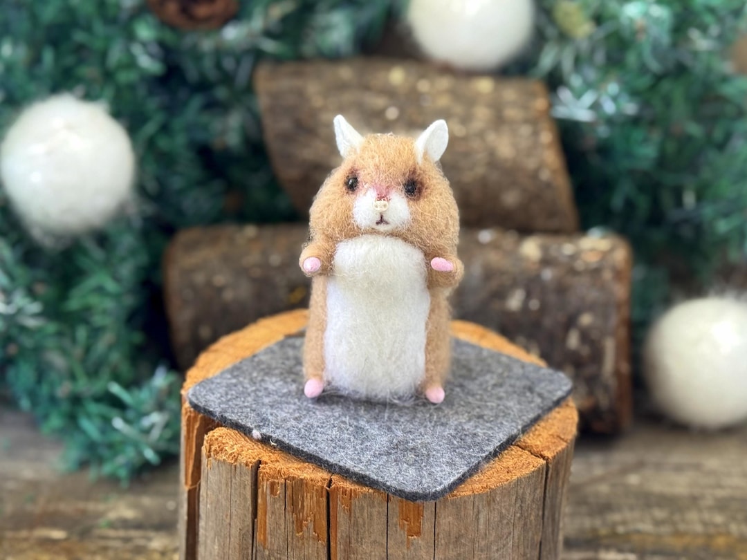 Needle Felted HAMSTER Sculpture Little Felted Wool HAMSTER Dollhouse ...