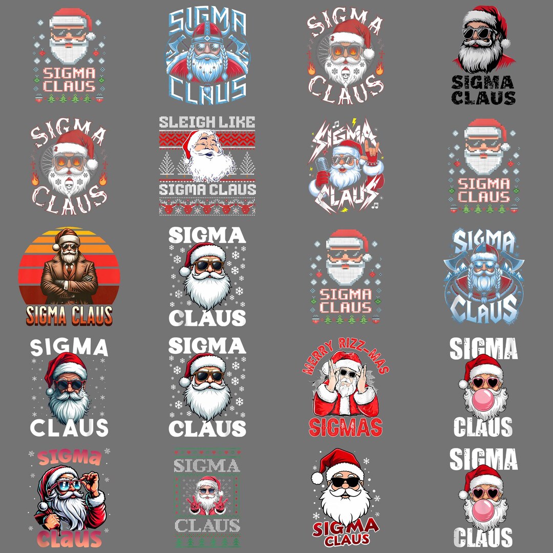 Sigma Claus PNG drôle Rizz Meme Père Noël vacances humour des cliparts ...