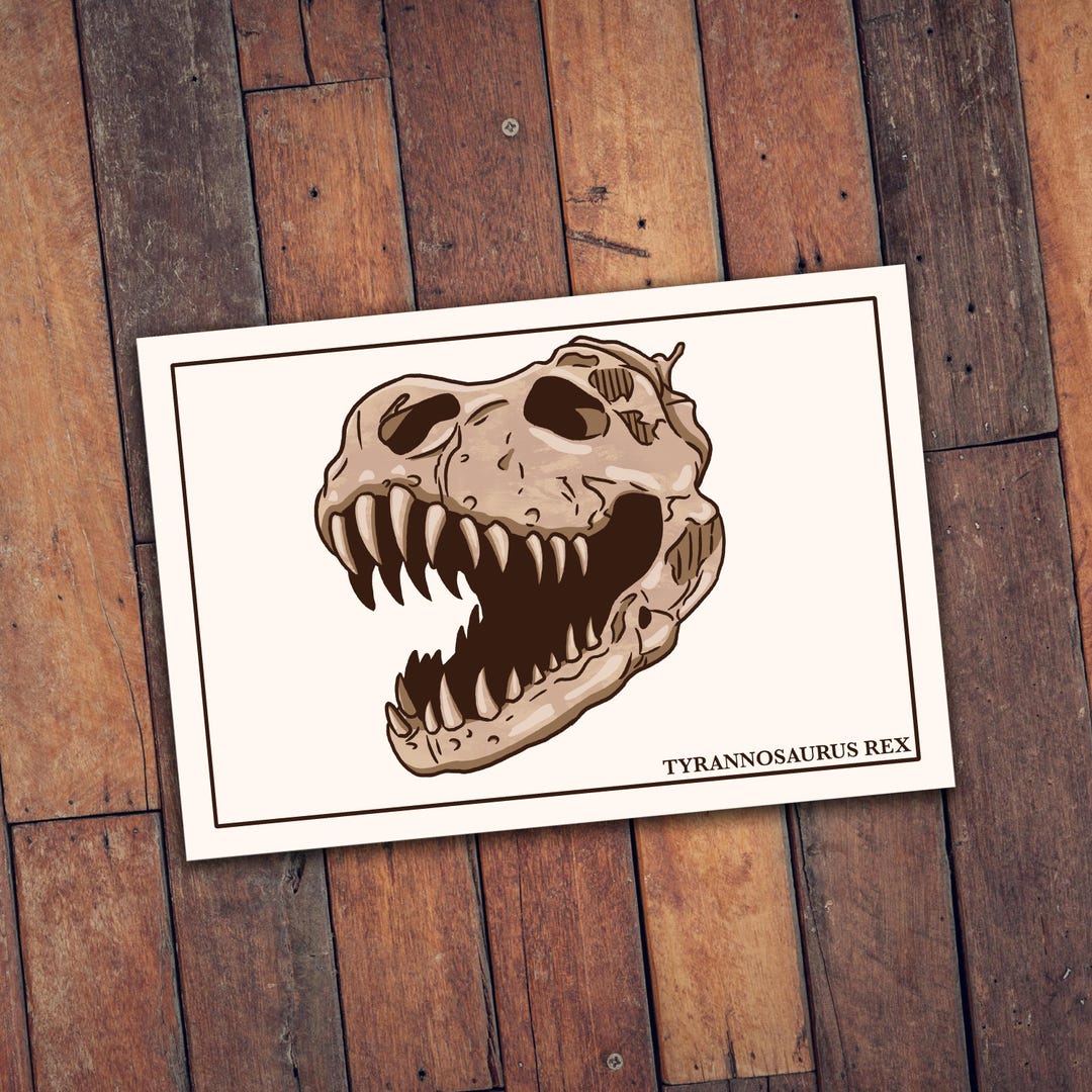 T-rex Postcard | Dinosaur Small Art Print for Home Decor & Gifts - Etsy