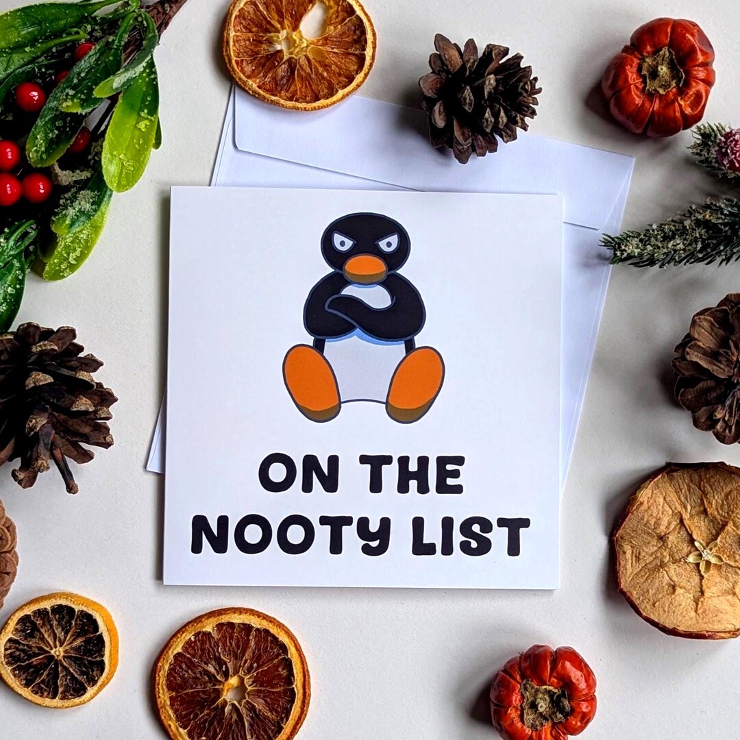 Nooty List Penguin Christmas Card: Funny Holiday Greeting - Etsy
