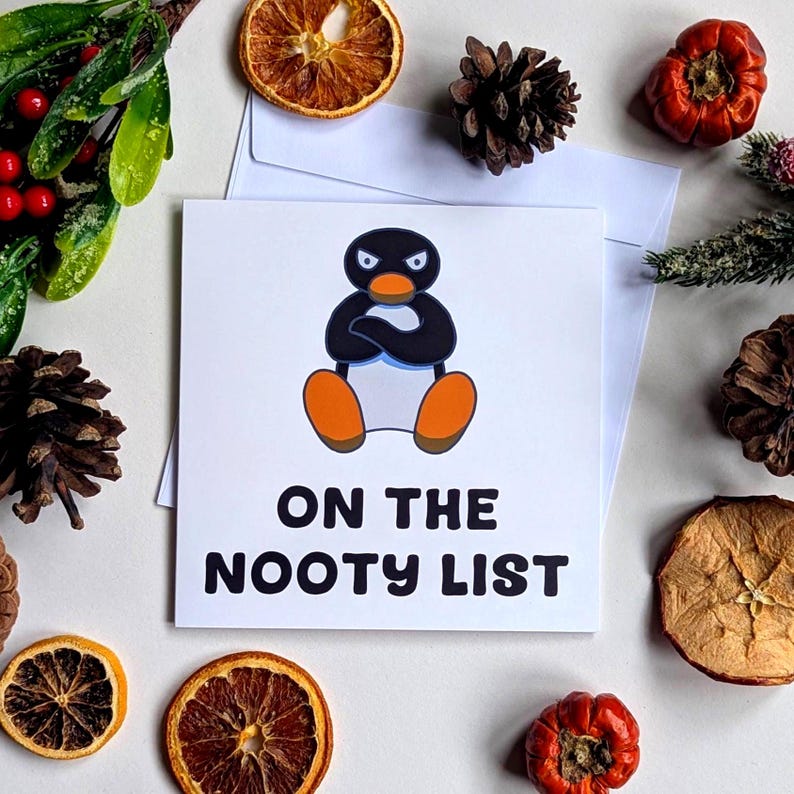 Nooty List Penguin Christmas Card: Funny Holiday Greeting - Etsy