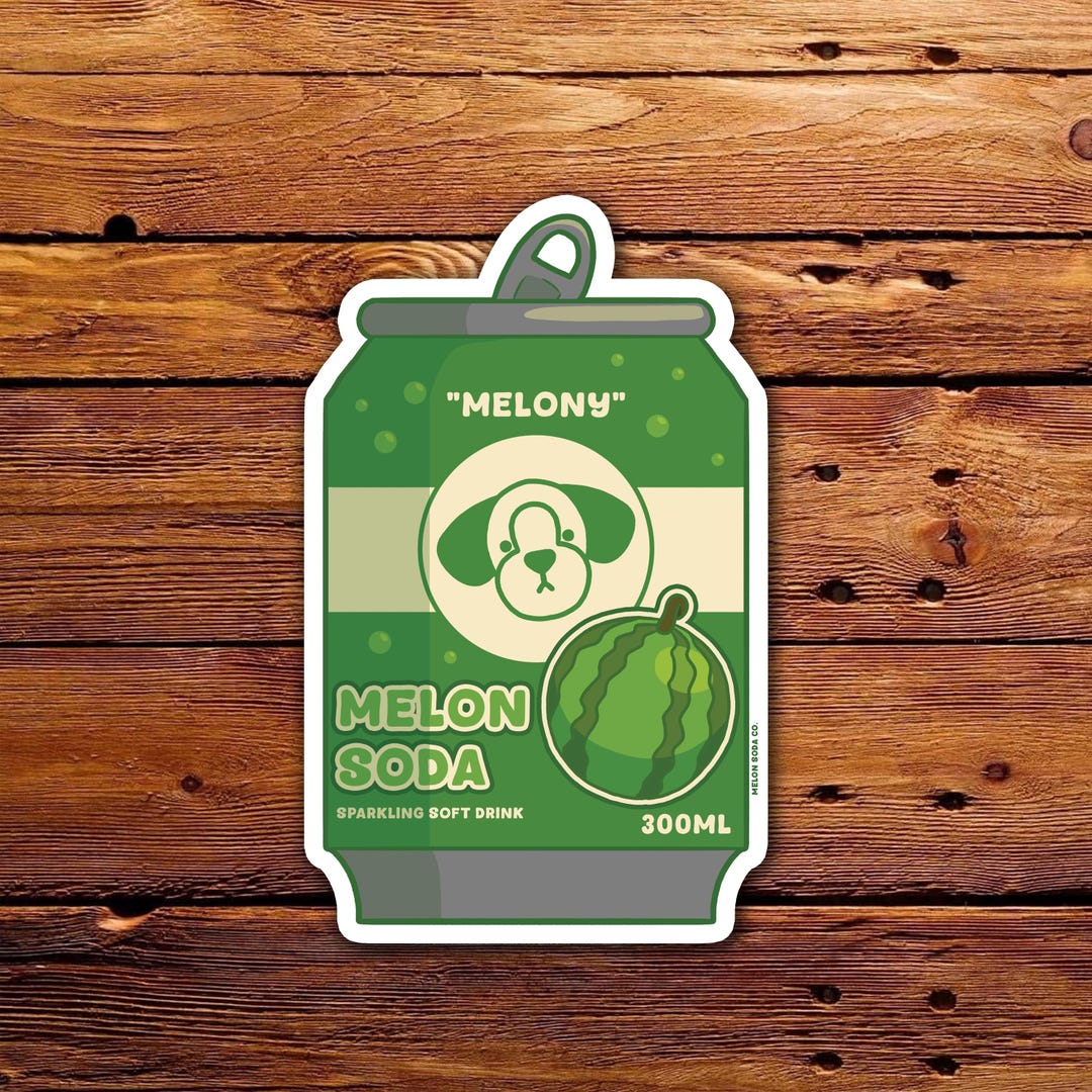 Melon Soda Can Sticker | Green Vinyl Sticker for Journal, Laptop ...