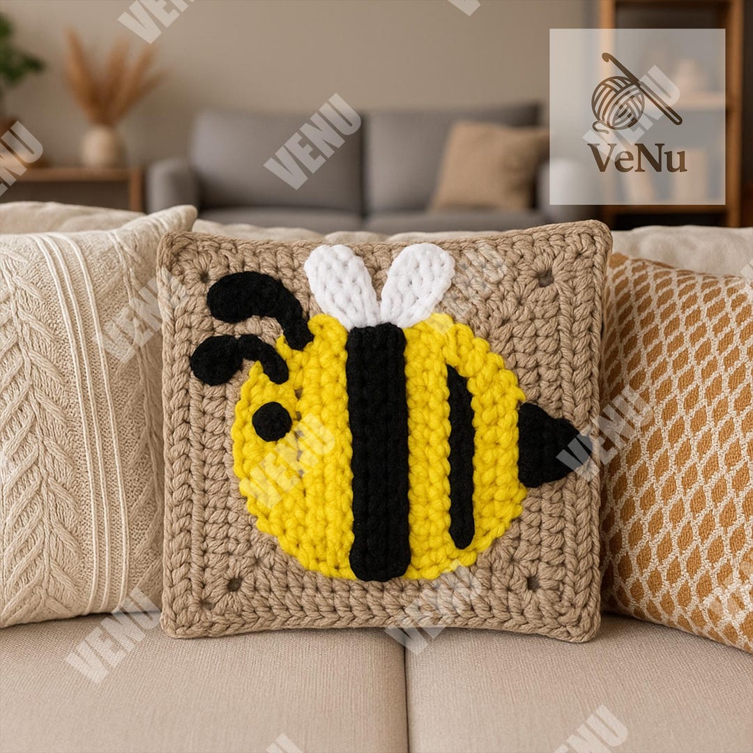 Bee Pillow Crochet Pattern PDF | Cute Bumblebee Cushion Tutorial ...