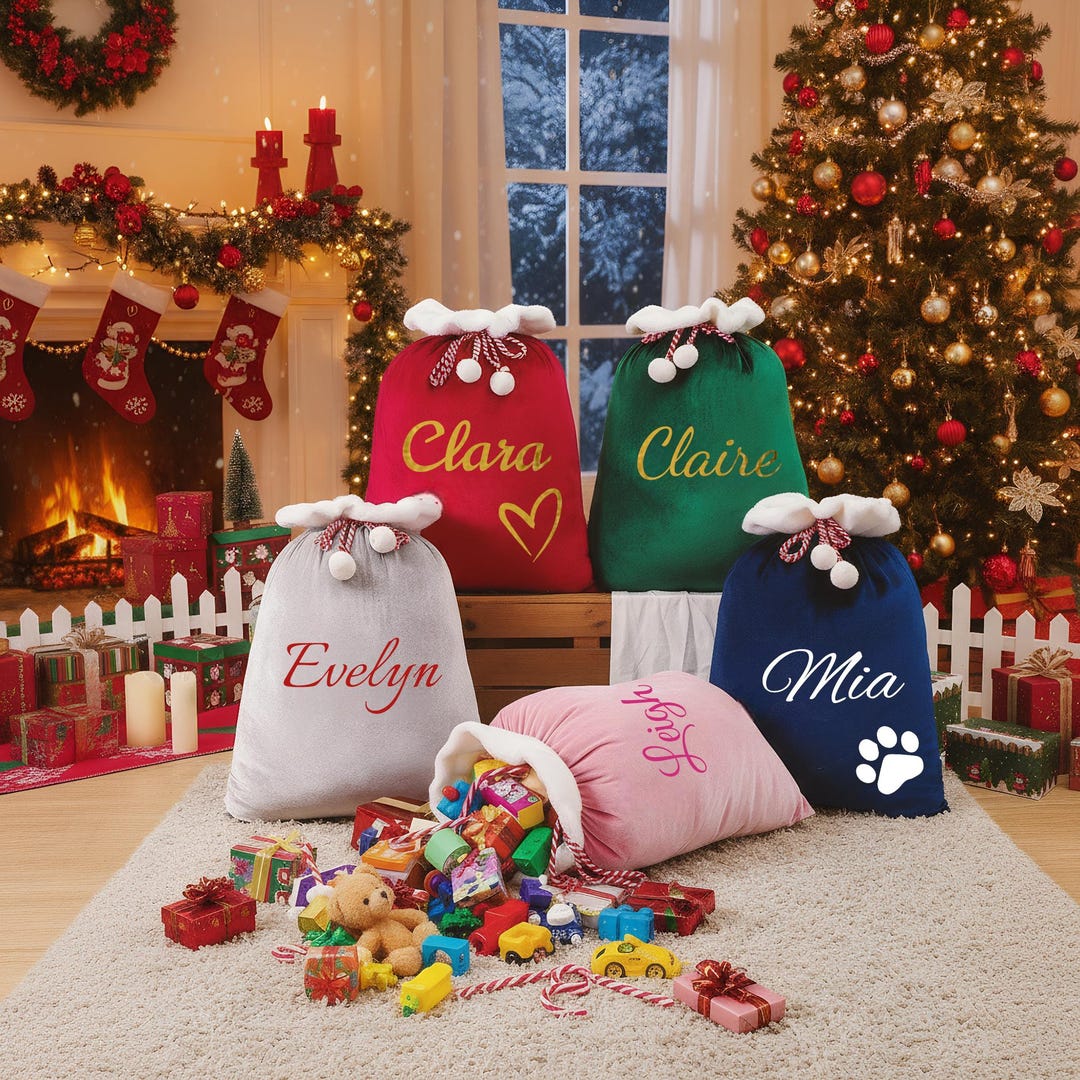 2025 Custom Santa Sack, Large Santa Sack,santa Bag With Name,velvet ...