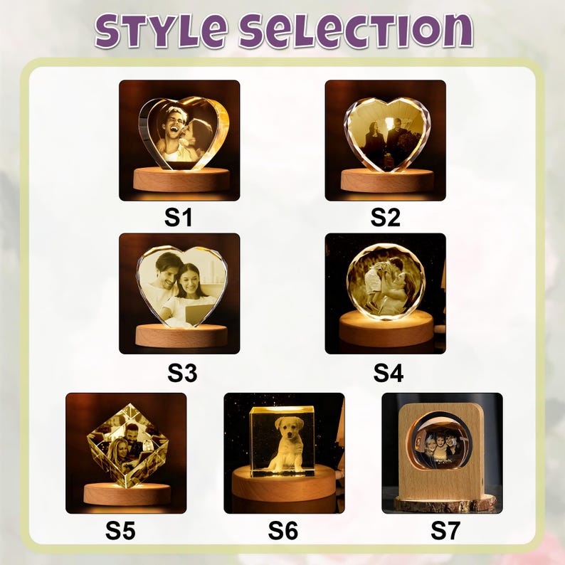 Personalized 3D Crystal Photo Portrait LED,3D Photo Crystal,engraved ...