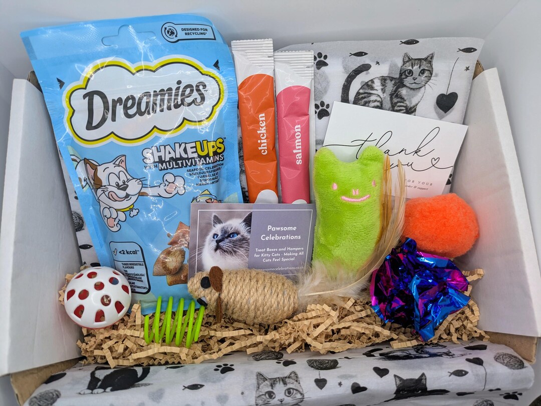 Personalised Cat Treat Box, Feline Present, Gift for Cats, Toys ...