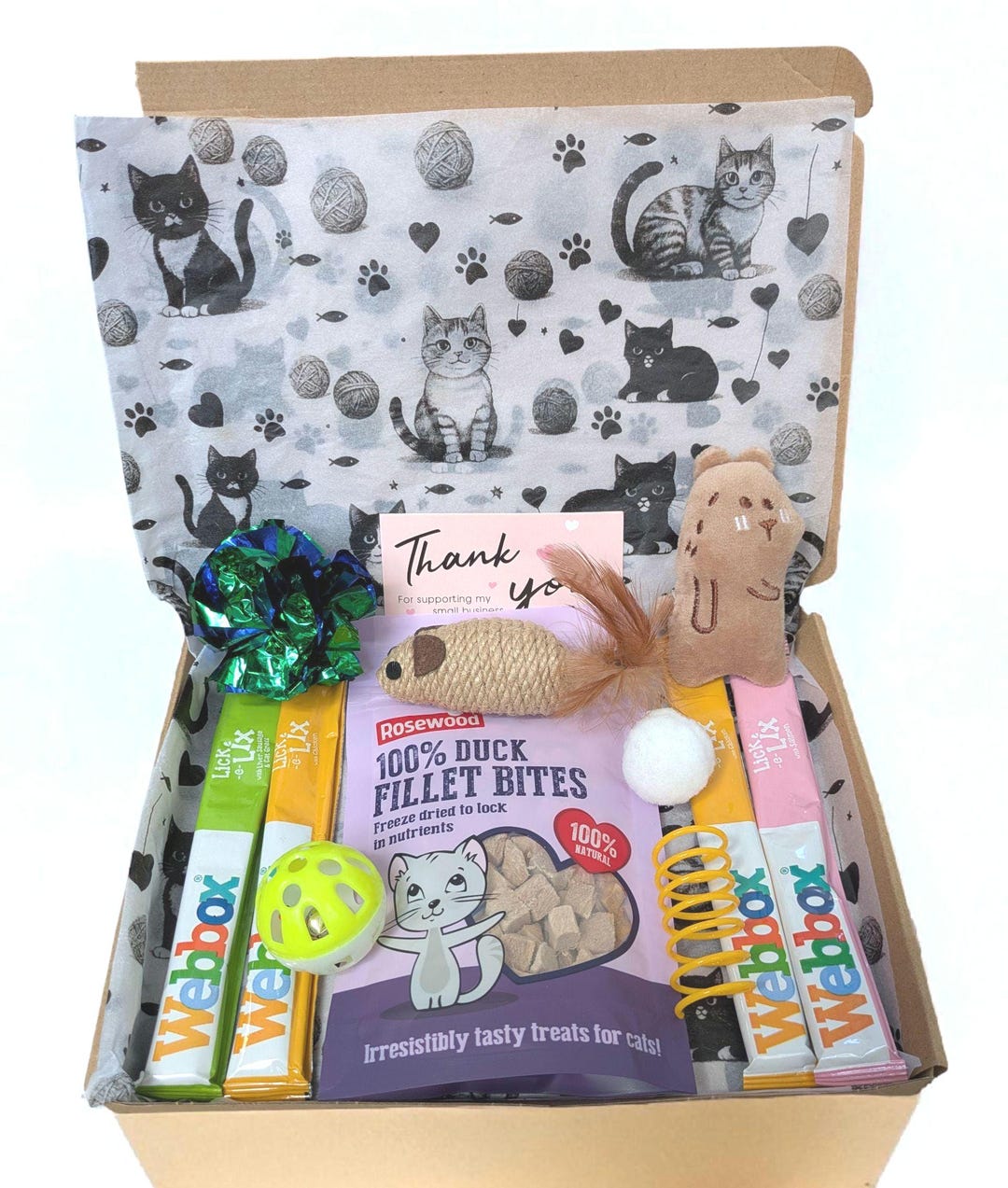 Cat Selection Box, Treat and Toy Hamper, Present for Cats, Natural ...