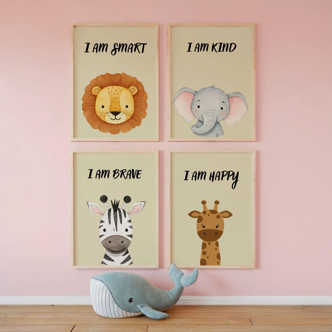 Safari Animal Nursery Prints | Kids Affirmation Art (digital Download ...