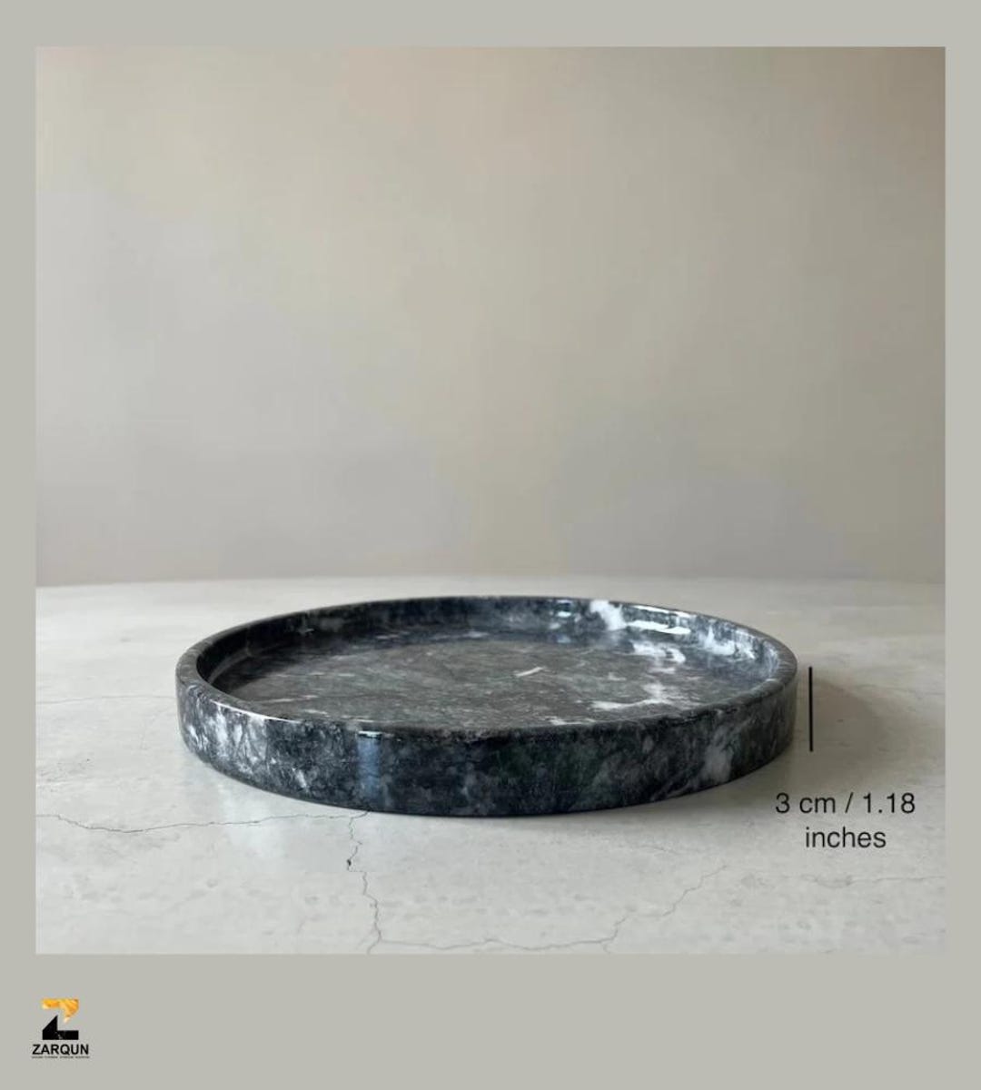 Milky Black Marble Vanity Tray | Impired by Nero Marquina Round Tray ...
