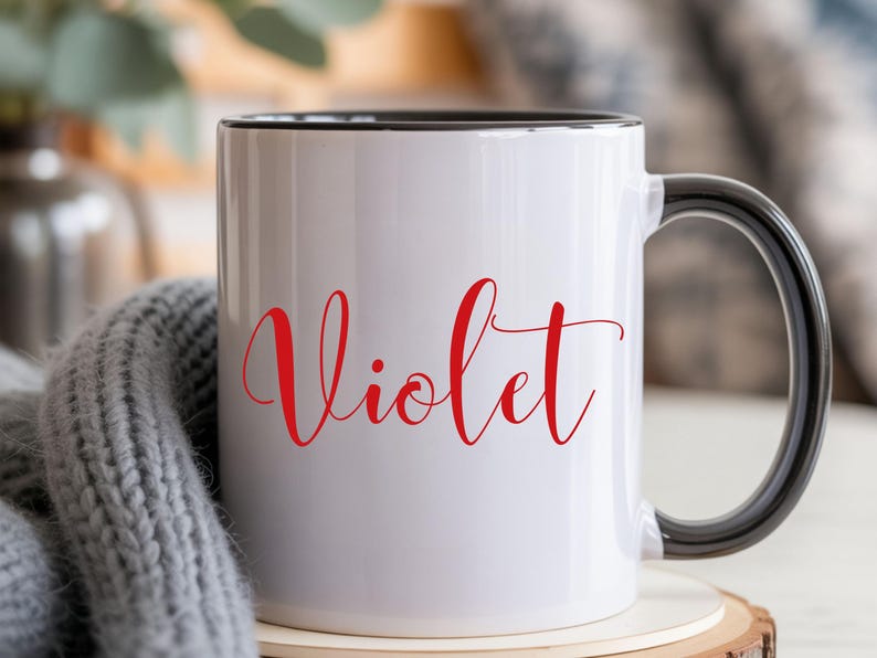 Personalized Name or Text Mug, Custom Name Accent Coffee Cup - Etsy