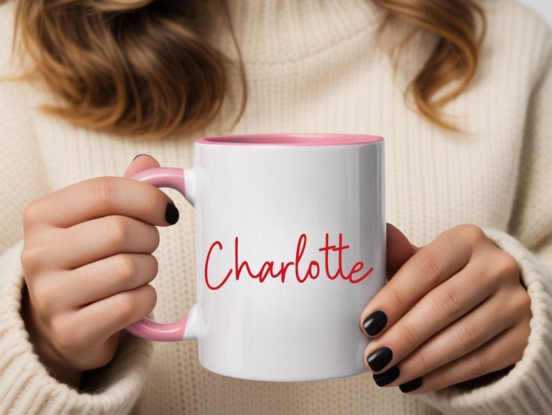 Personalized Name or Text Mug, Custom Name Accent Coffee Cup - Etsy