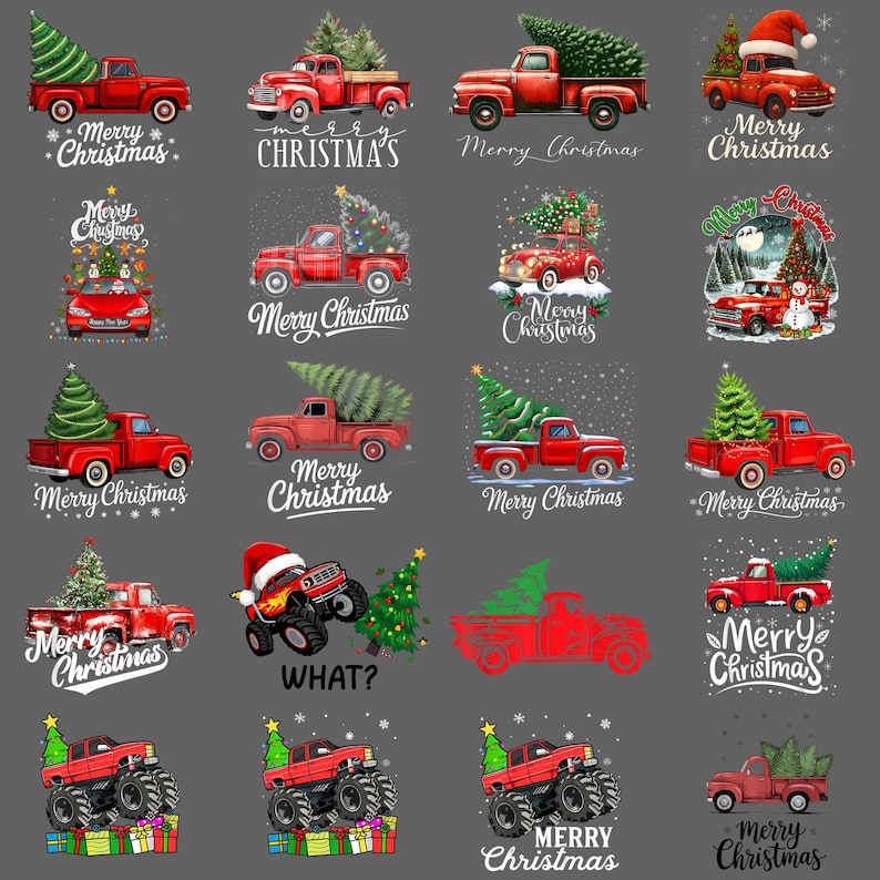 Old Red Truck Santa Hat PNG, Vintage Christmas Tree Holiday Clipart ...