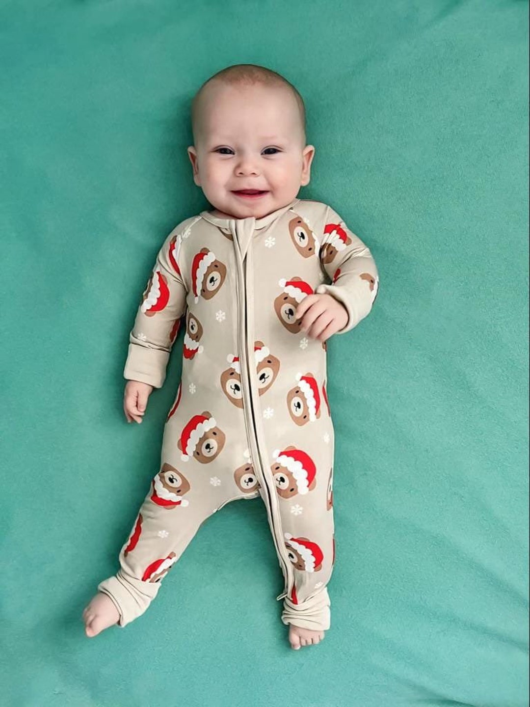 Bamboo Baby Zippy Pajamas Christmas Teddy Bear - Etsy