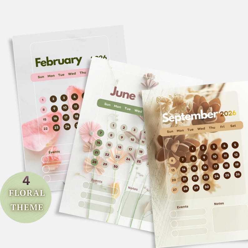 2026 Digital Calendar Bundle: Floral, Pink & Dark Themes | iPad PDF - Etsy
