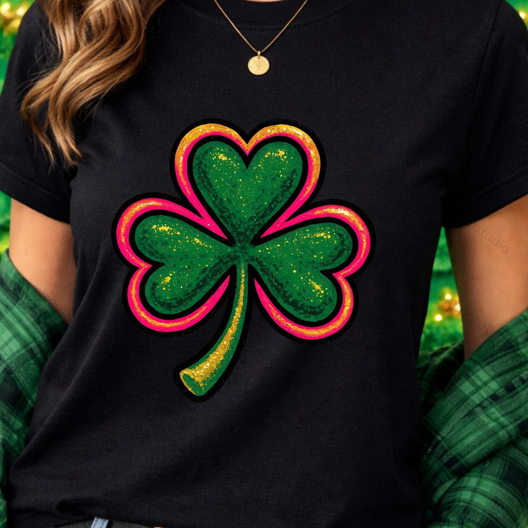 Pink Gold Glitter Shamrock PNG, St Patricks Day Design, Clover PNG ...