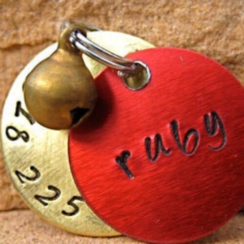 The Ruby 035 Unique Red Brass Bell Pet ID Tag Brass Small - Etsy