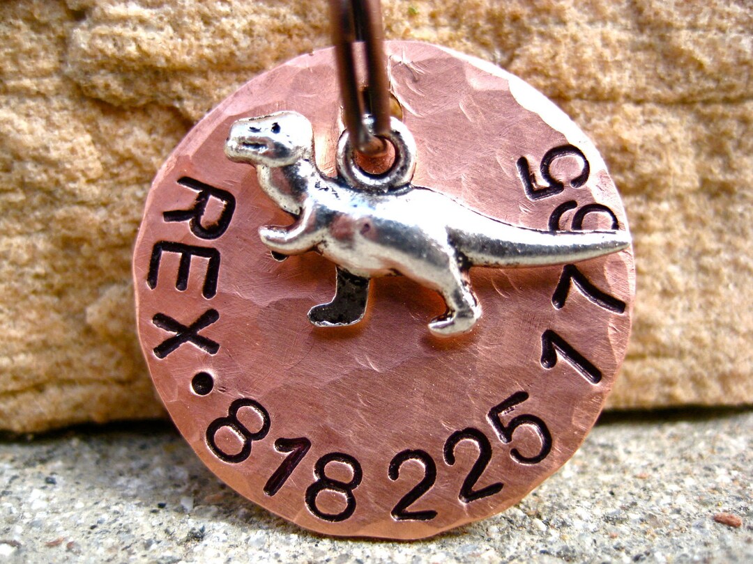 The Rex (#089) - Hammered Distressed Peace Pet ID Tag Dog Brass - Etsy