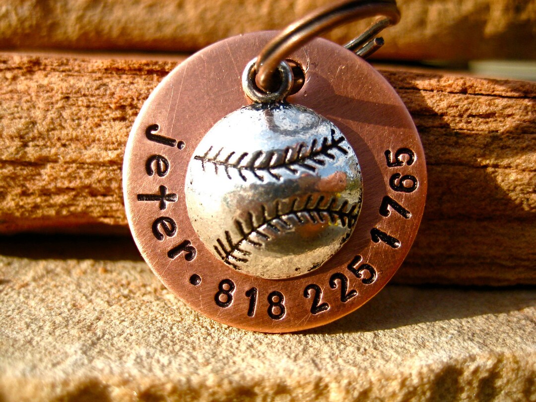 The Jeter (#019) - Unique Handstamped Dog Tag Baseball Pet ID Tag Dogs ...