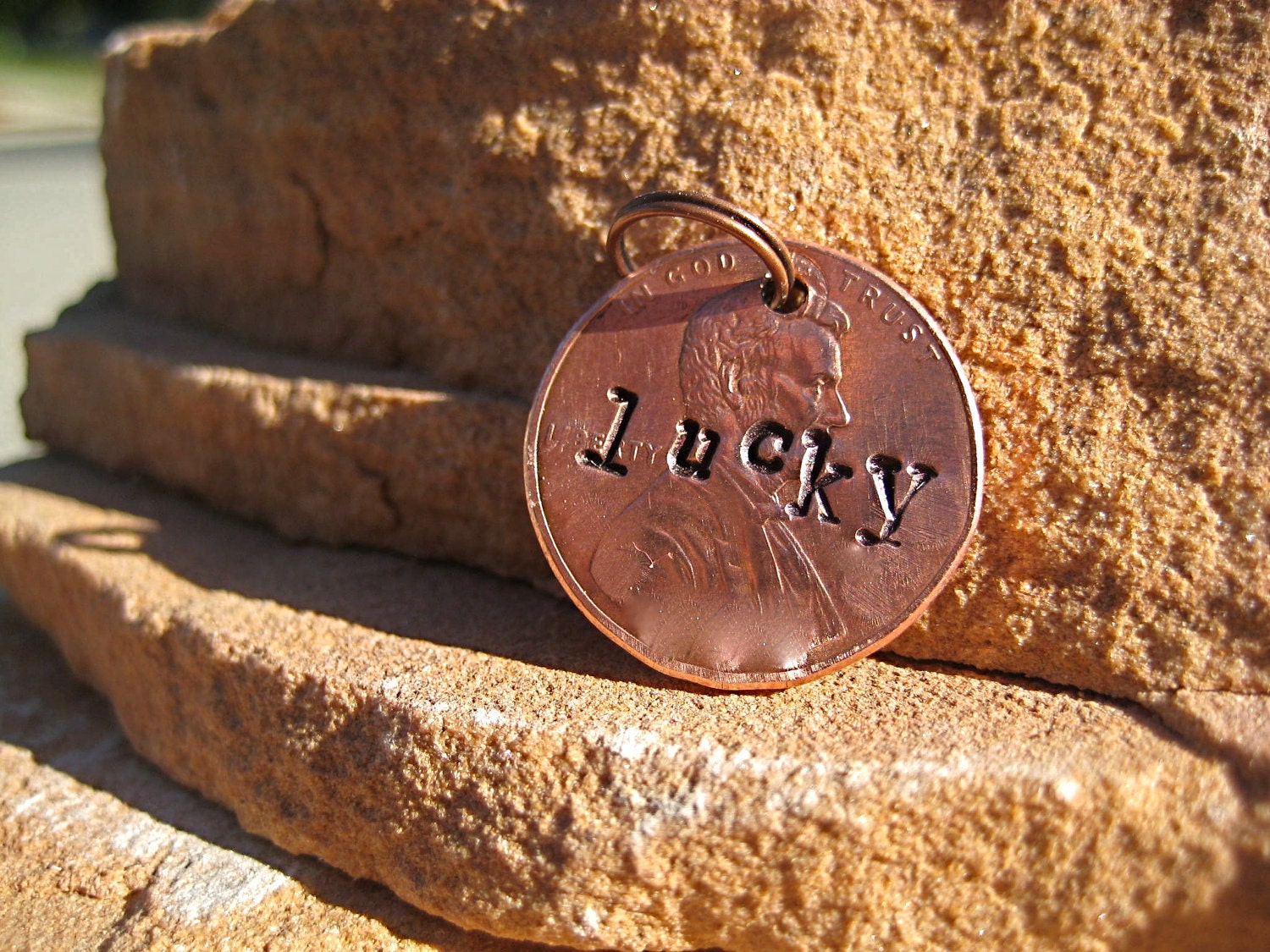 Lucky Penny 072 Unique Handstamped Pet ID Tag Copper Small - Etsy