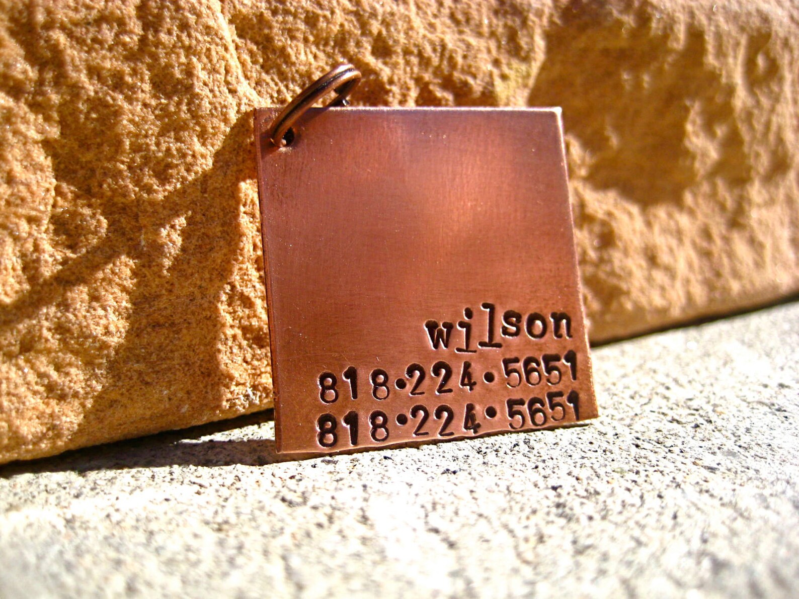The Wilson Unique Pet ID Tag 2 Numbers Copper Square Dogs - Etsy