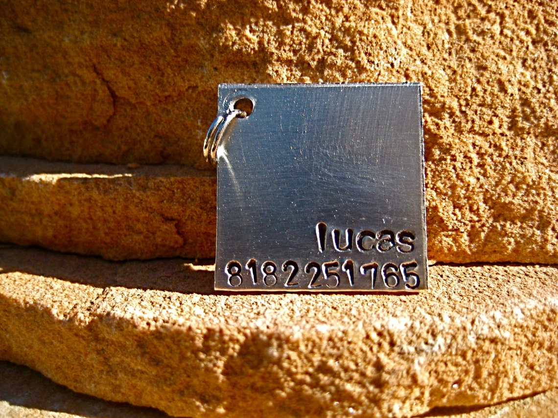 The Lucas 022 Unique Handstamped Pet ID Tag Aluminum Mini - Etsy