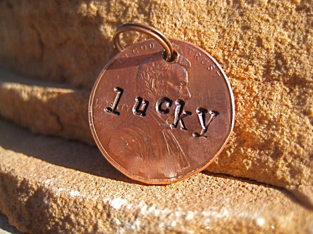 Lucky Penny 072 Unique Handstamped Pet ID Tag Copper Small Dog Cat Add ...