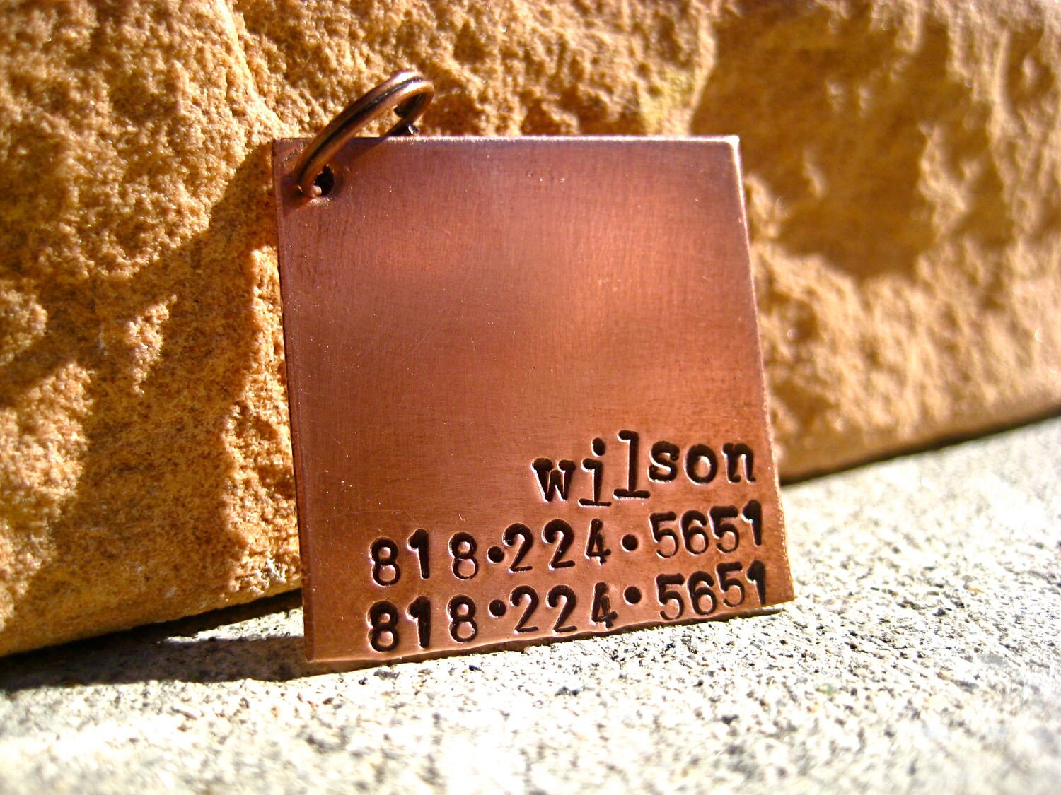 The Wilson Unique Pet ID Tag 2 Numbers Copper Square Dogs - Etsy