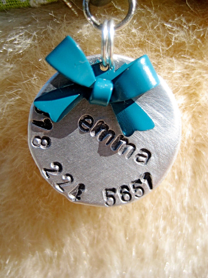 The Emma 007 Bow Pet ID Tag Small Dog Cat Feminine Unique - Etsy