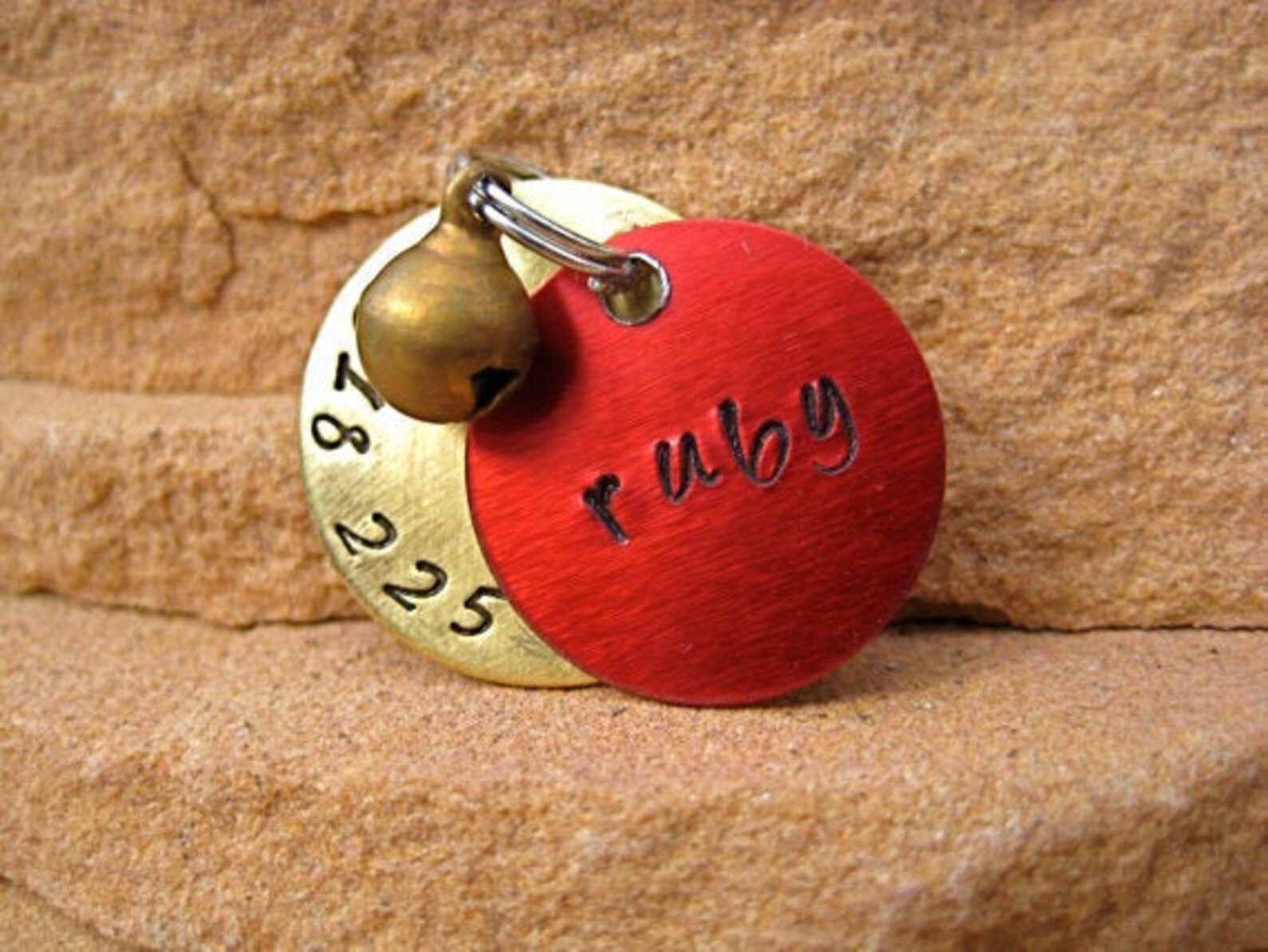 The Ruby 035 Unique Red Brass Bell Pet ID Tag Brass Small - Etsy