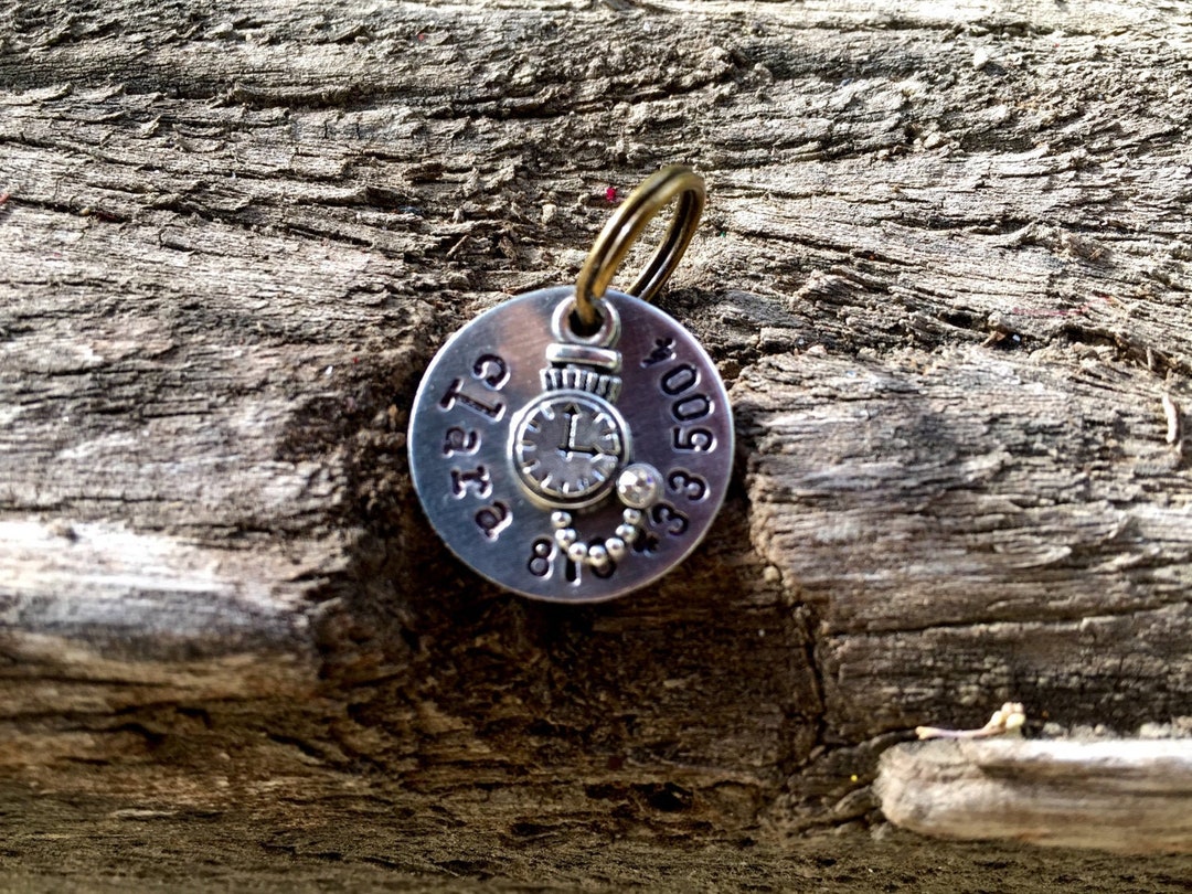 The Clara - Steampunk Aluminum Unique Handstamped Pet ID Tag Layered 2 ...