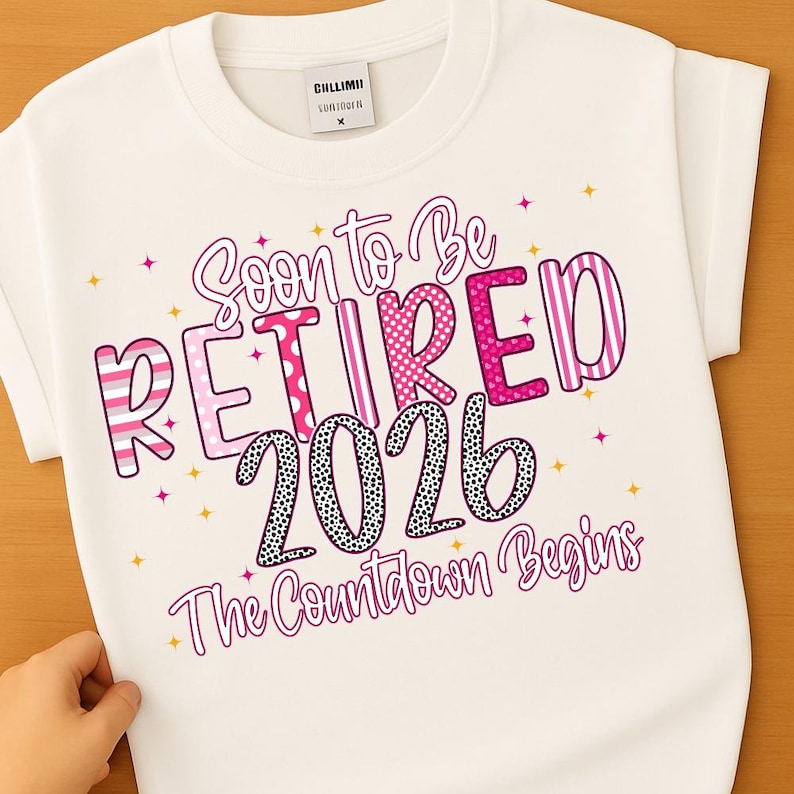 2026 Retirement Countdown PNG, Pink Pattern Letters (digital Download ...