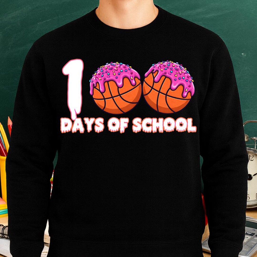 100 Days of School Basketball PNG, Donut Basketball Design, Cute 100th ...