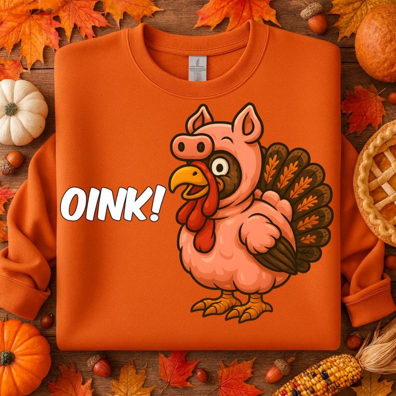 Funny Turkey in Pig Costume PNG, Thanksgiving Humor Clipart (digital ...