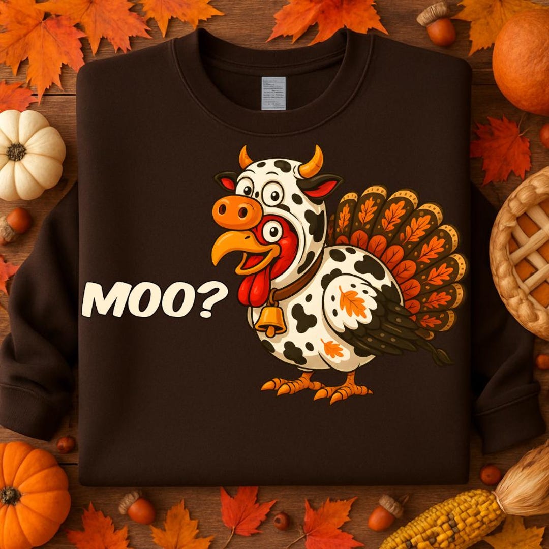 Funny Cow Turkey MOO Thanksgiving PNG Fall Humor Farm Animal ...
